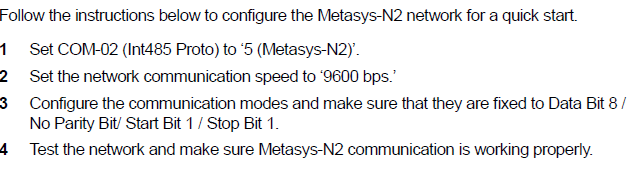 Solution Square : METASYS-N2 Quick Communications Start