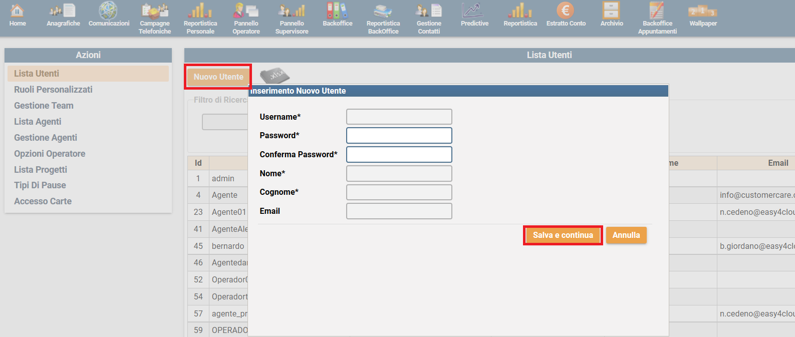 Come Creare un Nuovo Utente