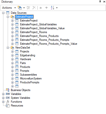 Business Objects - Configuring in a Report Dataset