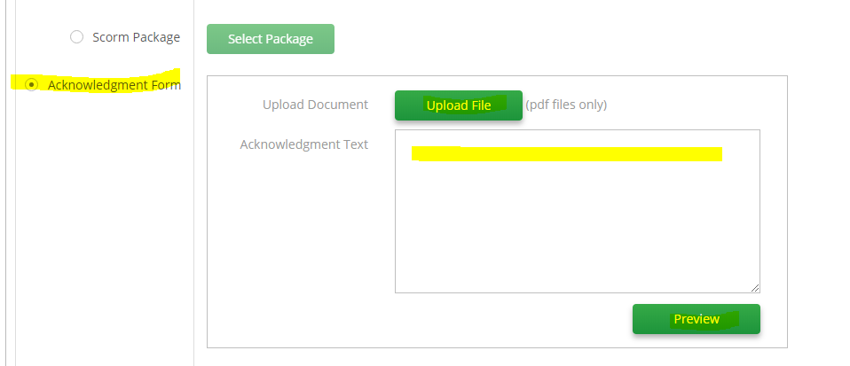 Creating Form Acknowledgments
