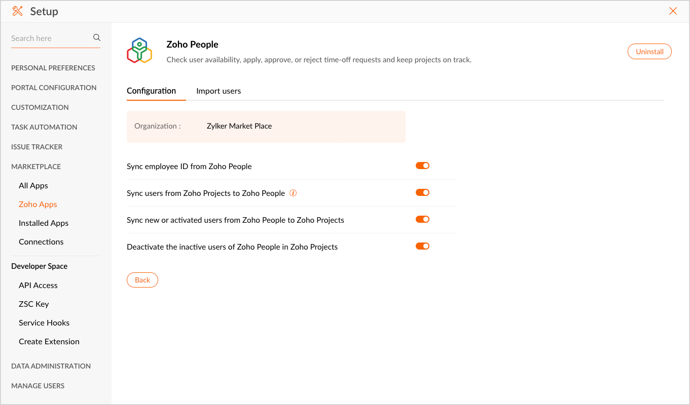 Zoho People Integration | Online Help | Zoho Projects