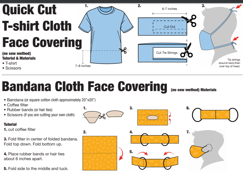 Tutorials for Face Masks (Sewing & No-Sew)