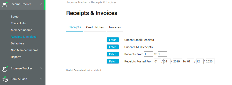 How to Re send the Receipts through Email or SMS notification?