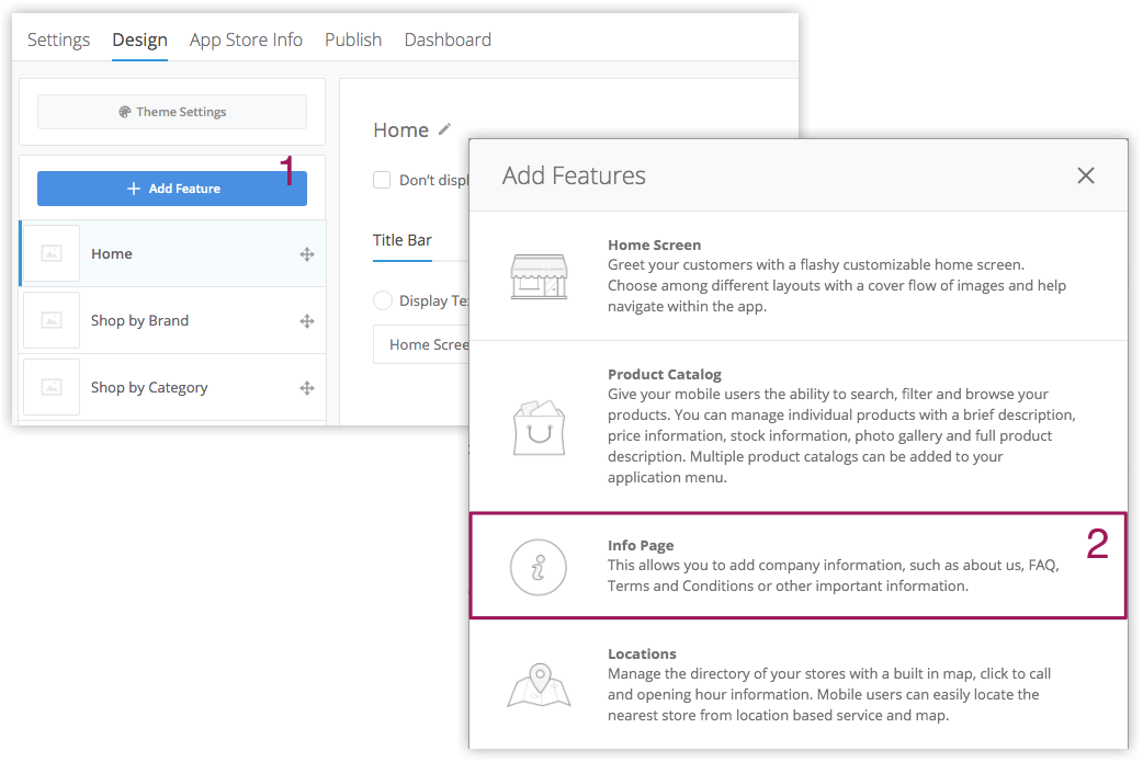Create visually appealing content pages to talk about you and your business