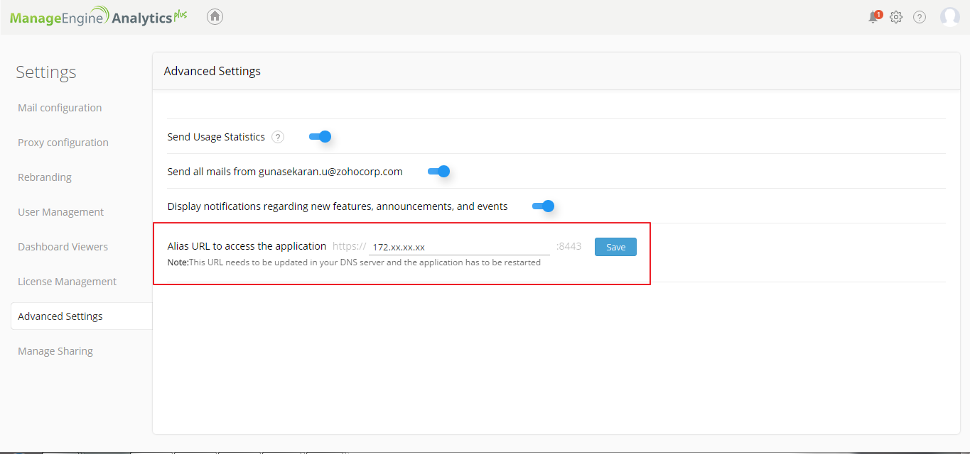How to bind ManageEngine Analytics Plus to a specific IP Address