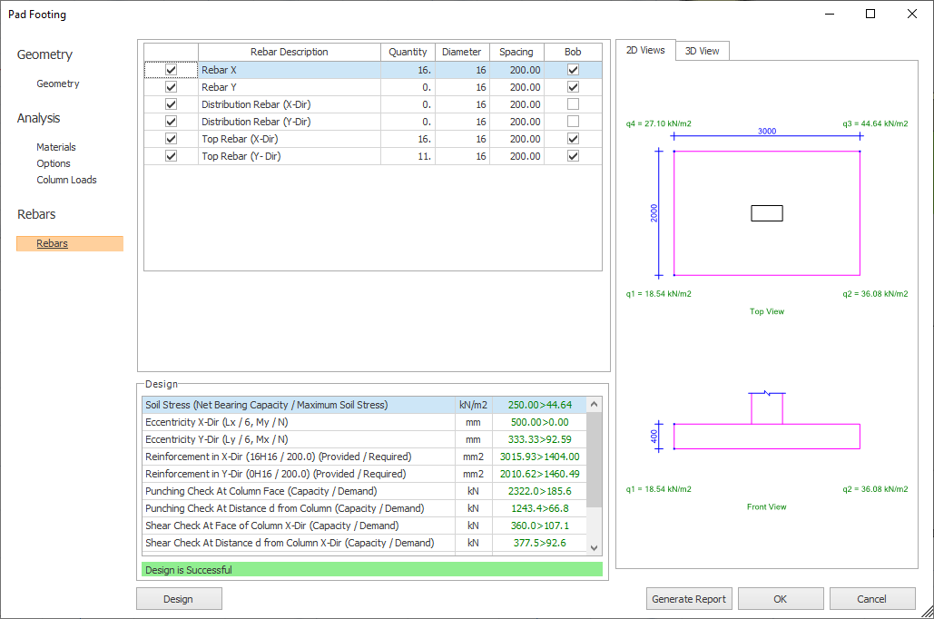 ProtaStructure : Pad Footing