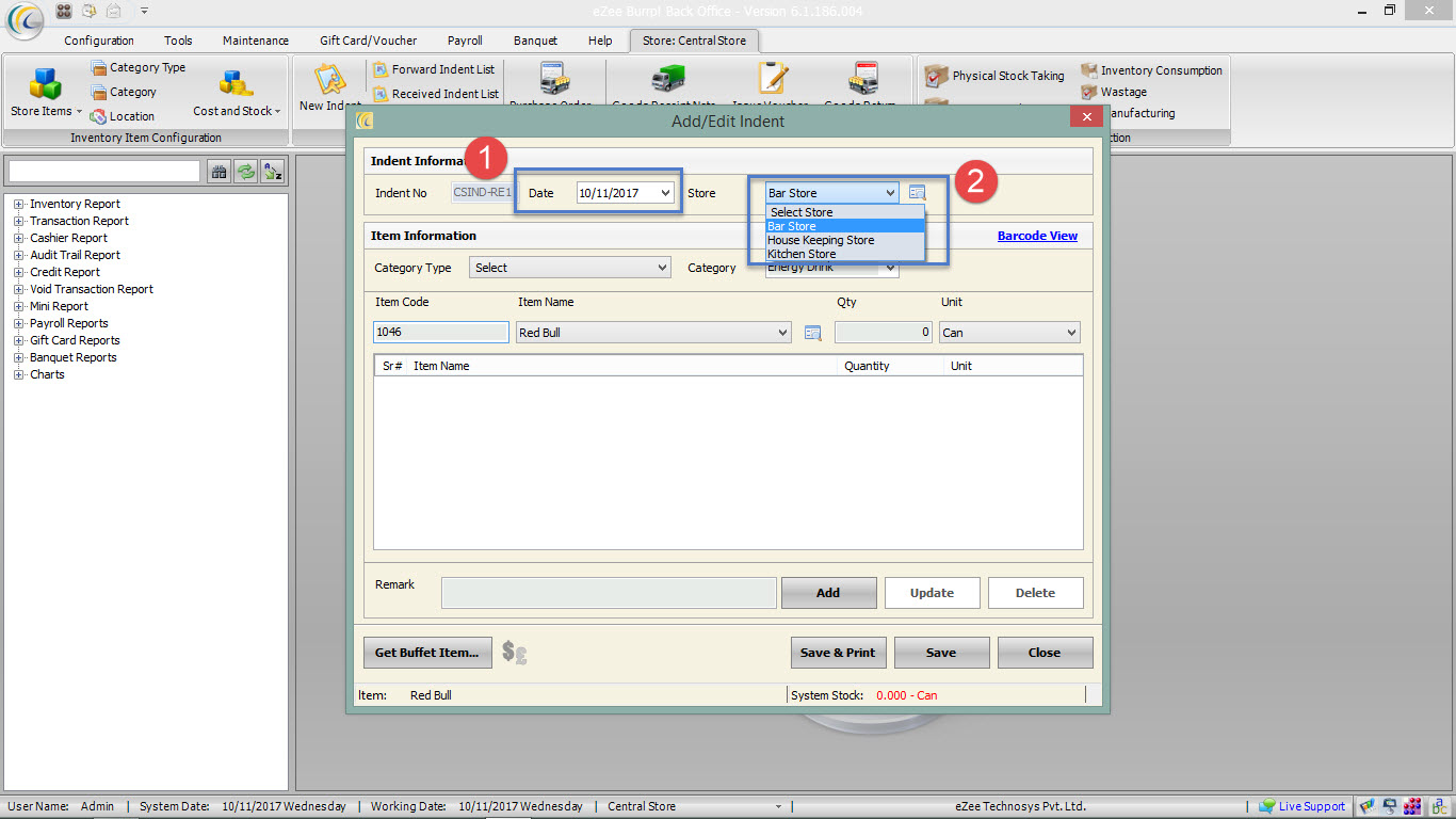 How to make indent (requisition) from one store to another store