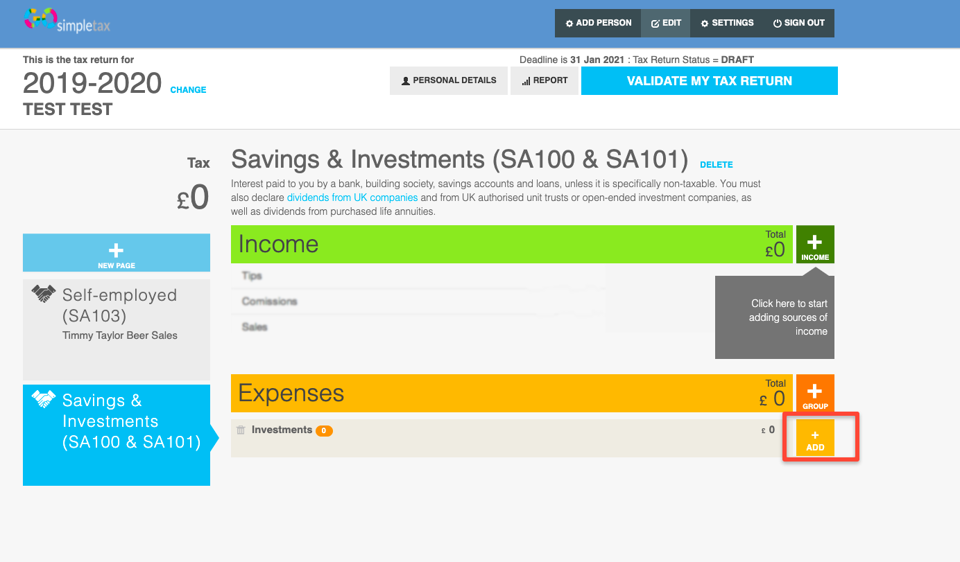 SA101 : How do I add SEIS / EIS / VCT claims to my tax return?
