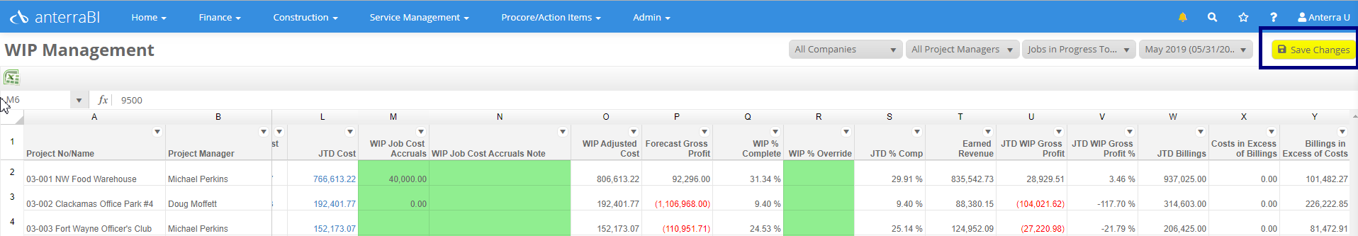 Anterra WIP Management