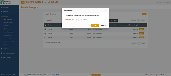 4.4.2 Match Receipts against Demands
