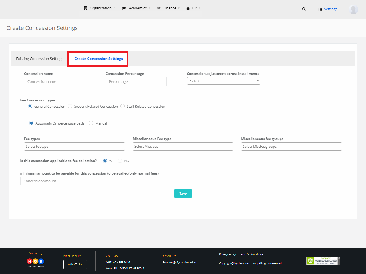 How to Create Concession Settings?