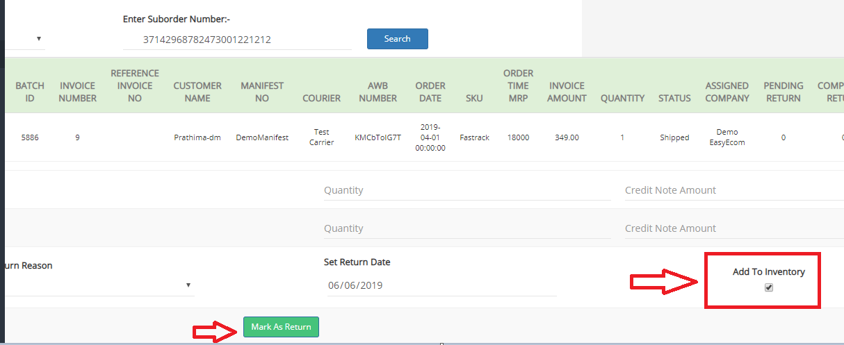 Steps to Mark Returns