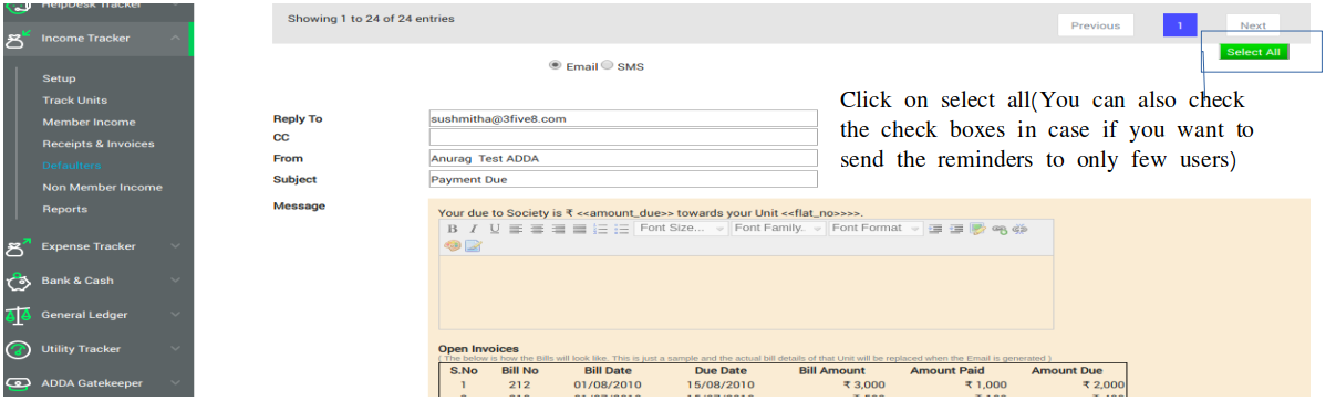 How to fetch defaulter list and send emails to them?