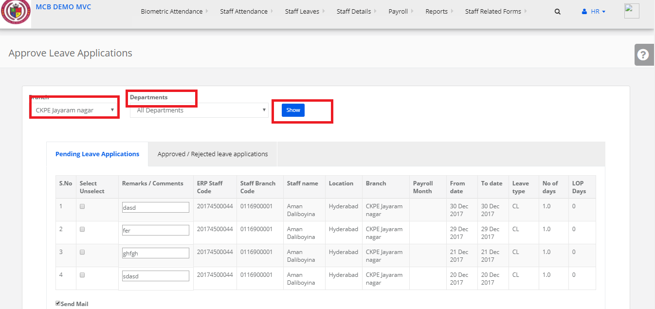 How to Approve staff Leaves