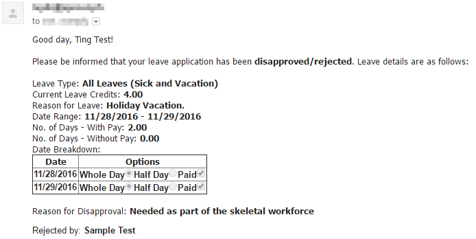 How to Customize Email Template Sent to the Employee for a Rejected ...