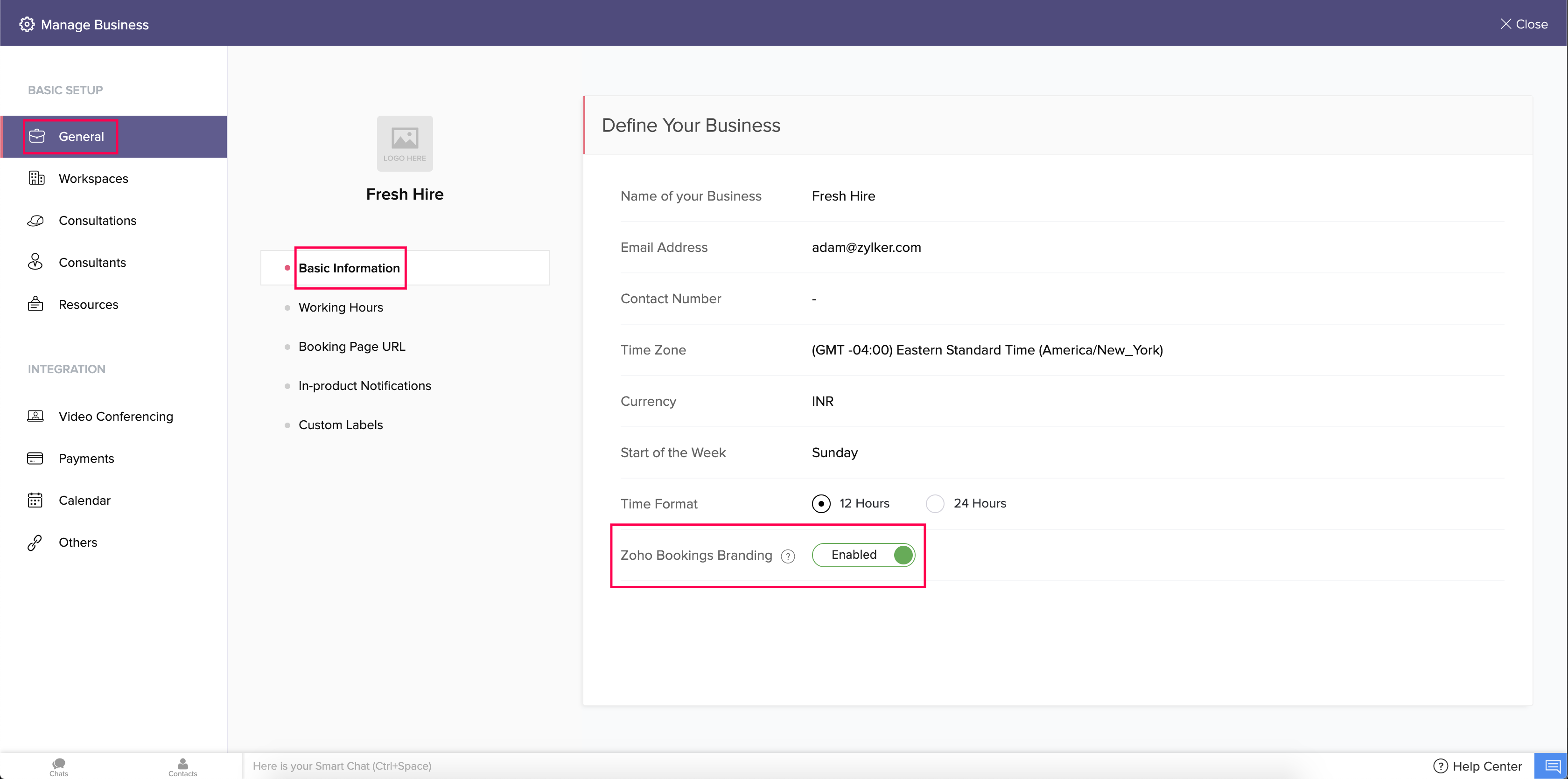 Basic Information | Help - Zoho Bookings