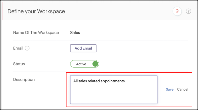 Workspace Basic Information | Help - Zoho Bookings