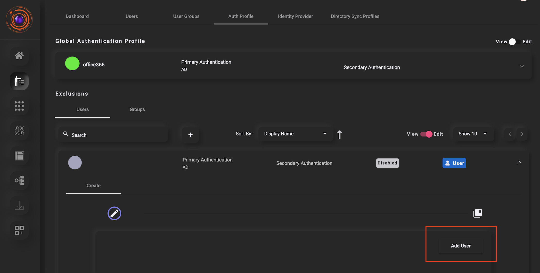 4. In “Primary Auth” tab select one authentication type (Password, SAML ...