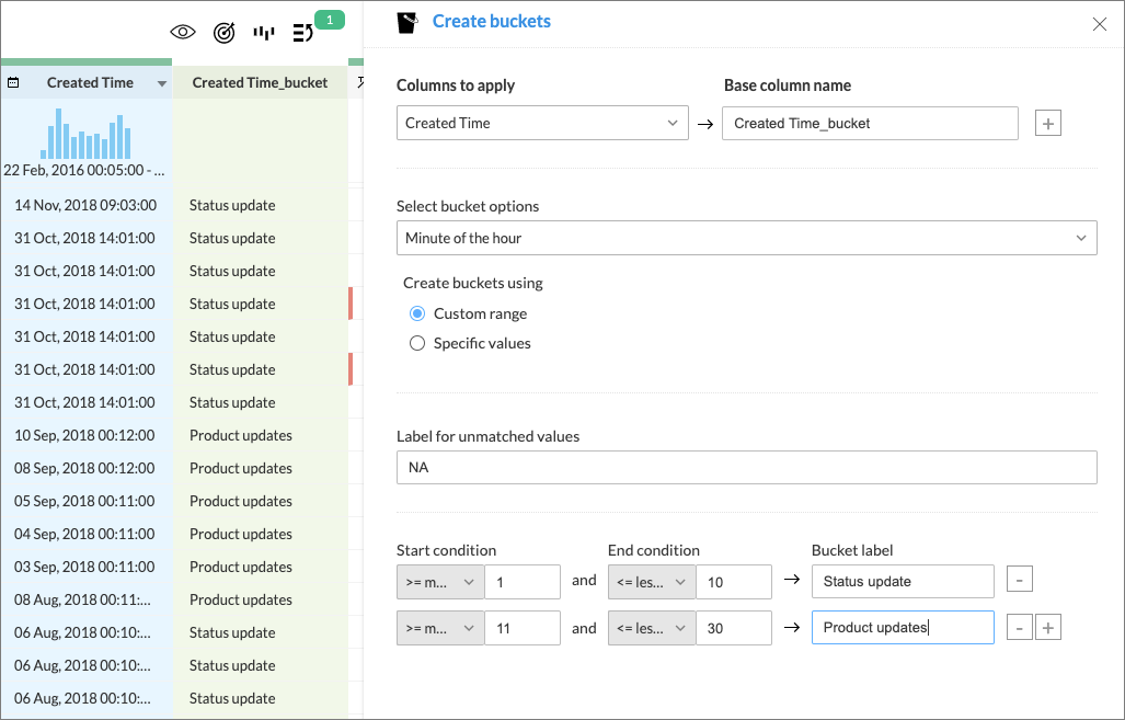 Create buckets - Date