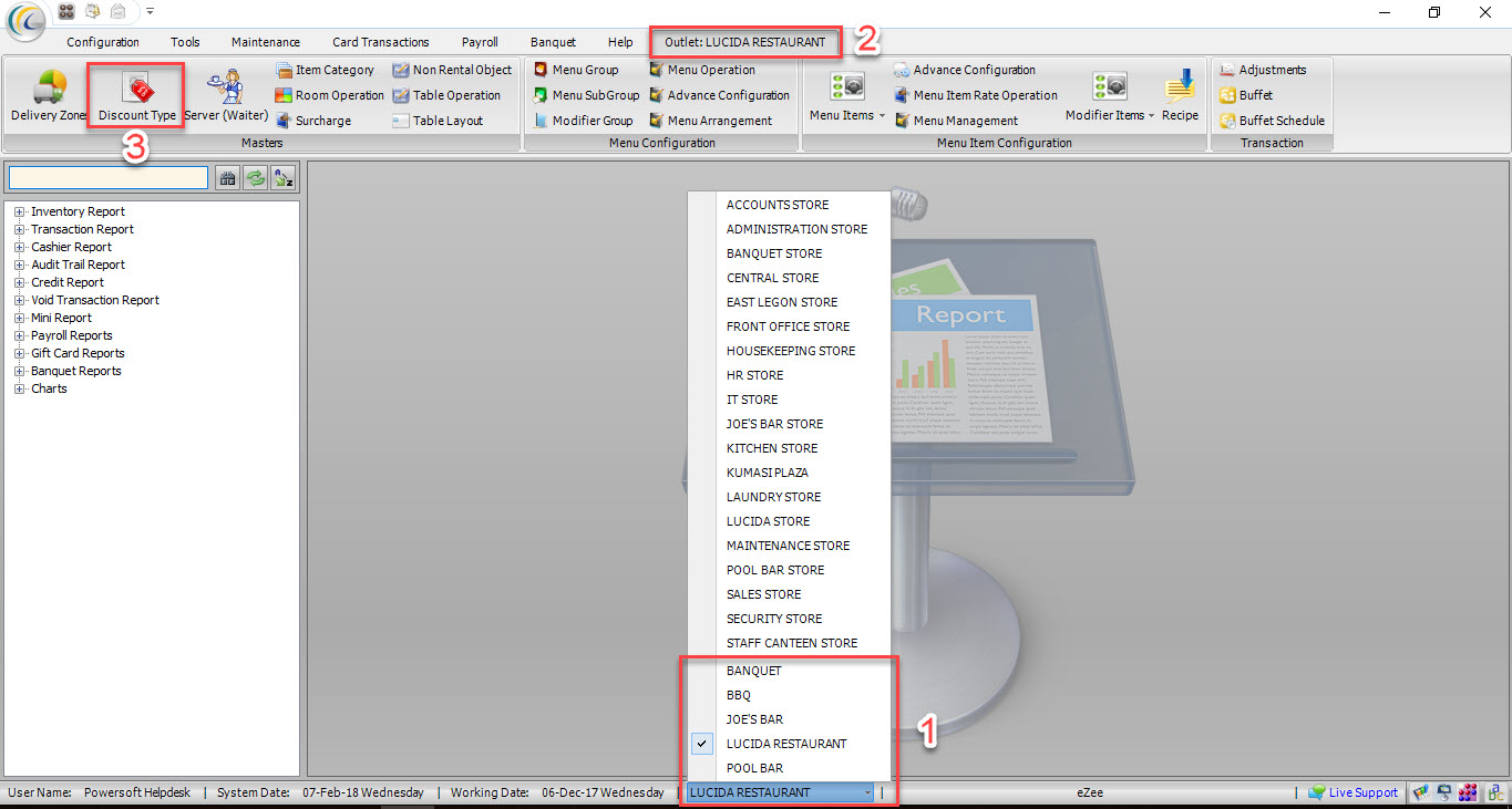 How to create percentage discount in eZee Burrp on receipt