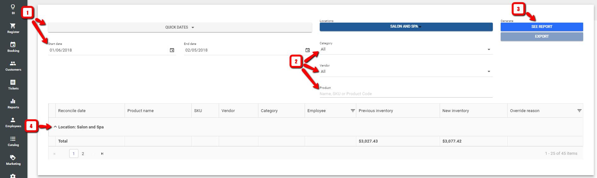 Stock movement - View