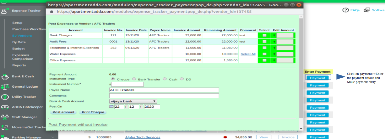How to change or edit payee’s name for printing the Cheque?