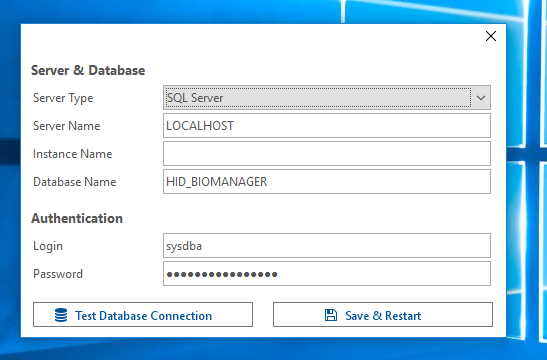 Knowledge base 165: HID Biometric Manager database