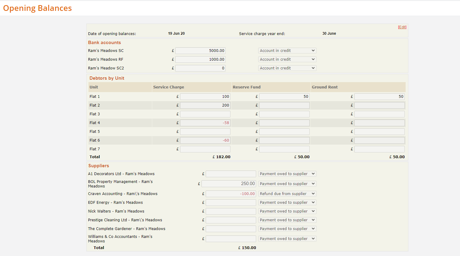 4.2.5 STEP 5 - Set the Opening Balances