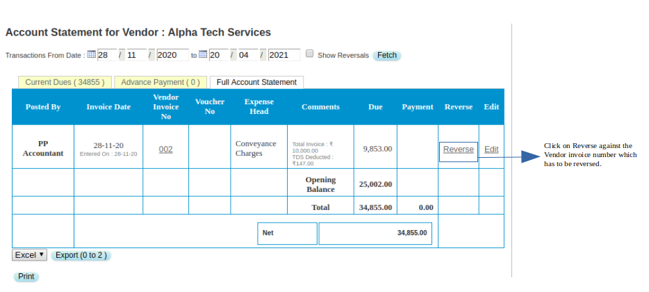 How to Reverse a Vendor invoice?