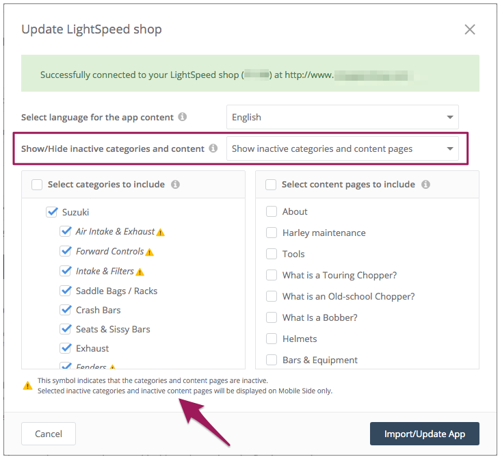 Lightspeed eCom (C-Series) integration settings