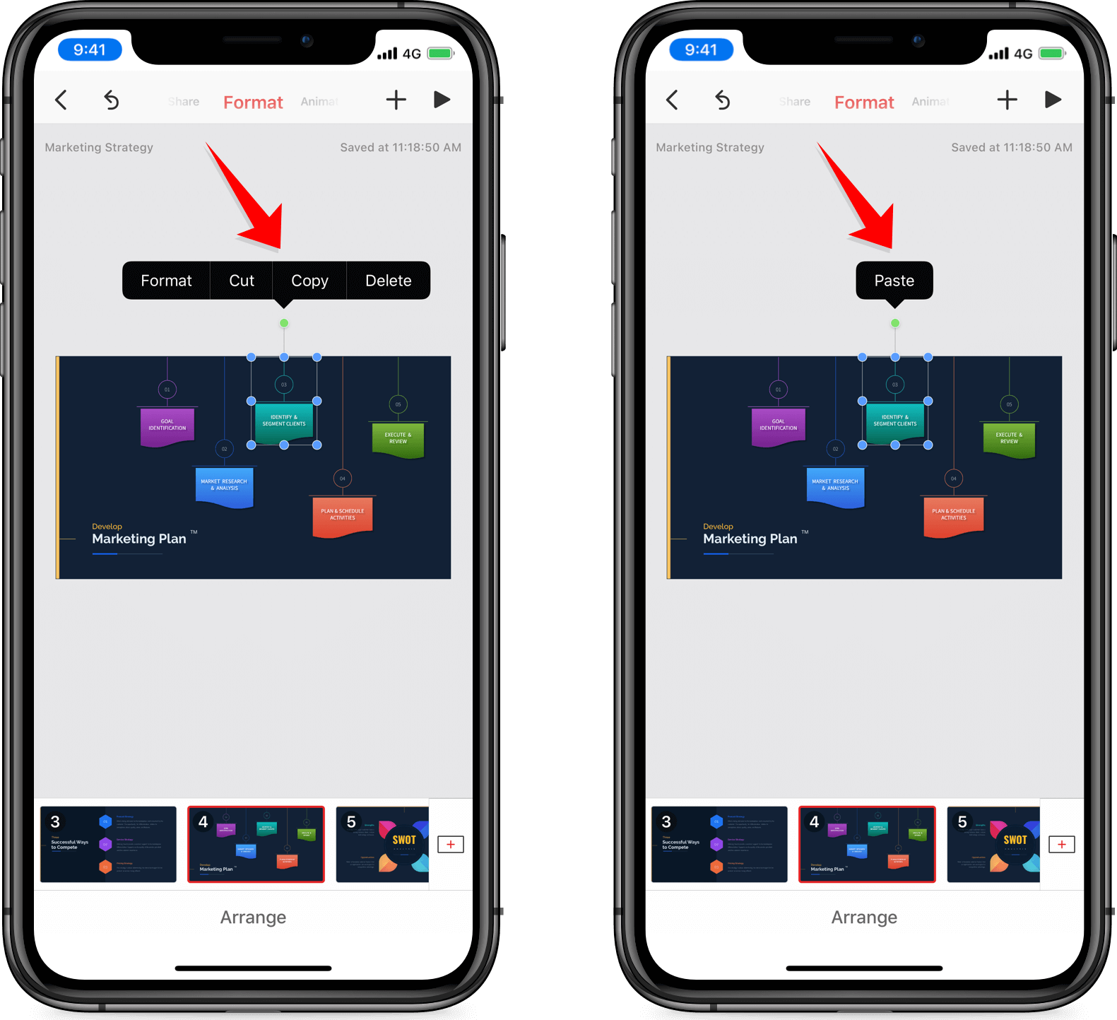 Format text properties in slides