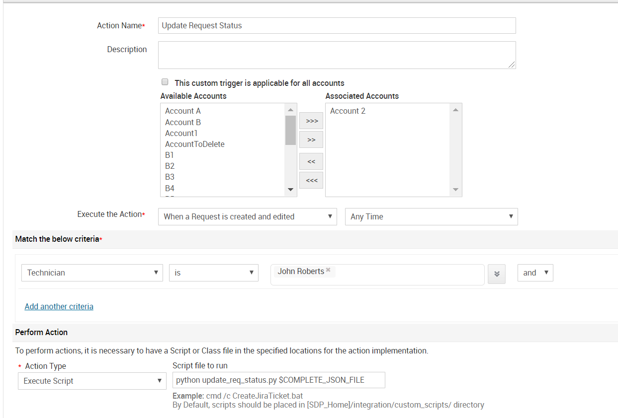Python script to update request status