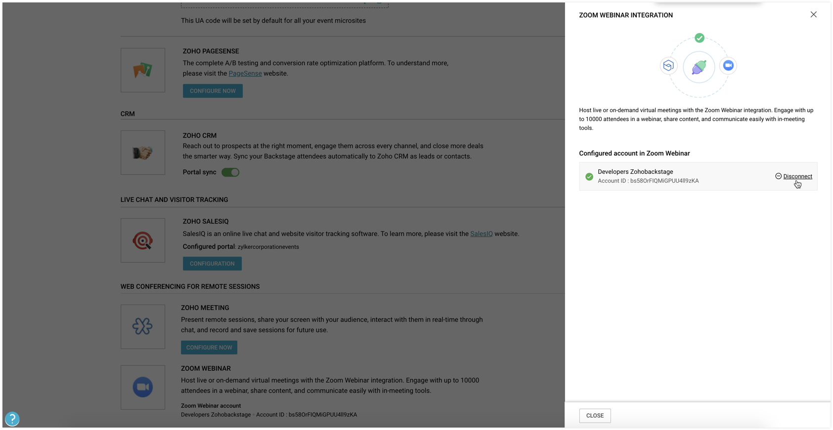 How to integrate Zoom with Zoho Backstage