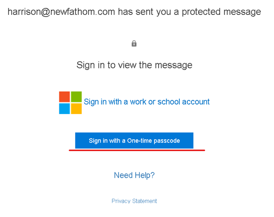 Accessing an Encrypted Email from O365 using One-Time Passcode