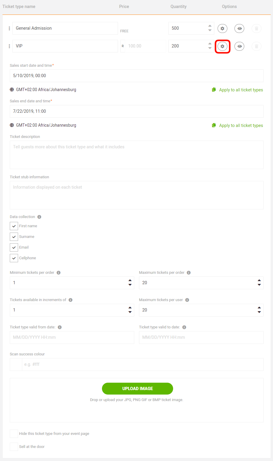 How to add, edit and delete ticket types for your event on Quicket