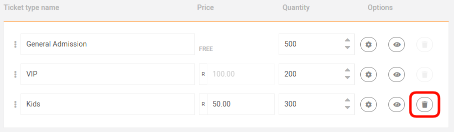How to add, edit and delete ticket types for your event on Quicket
