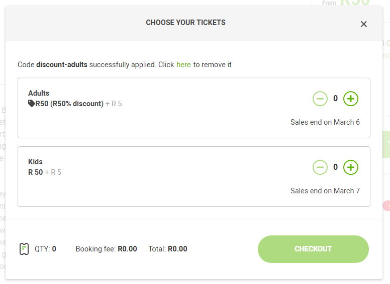 Apply a discount or access code