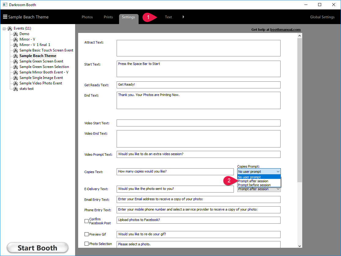 How do I add a copies prompt?