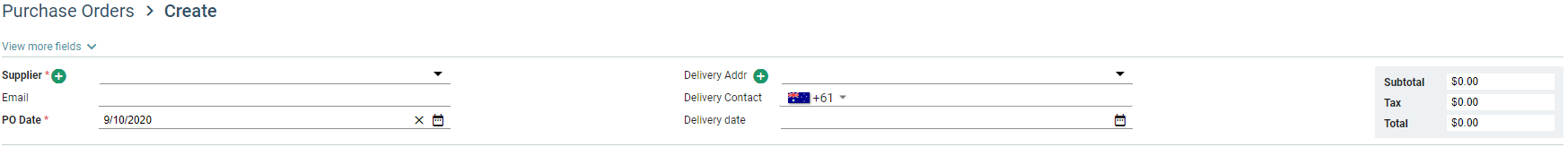 Creating Purchase Orders