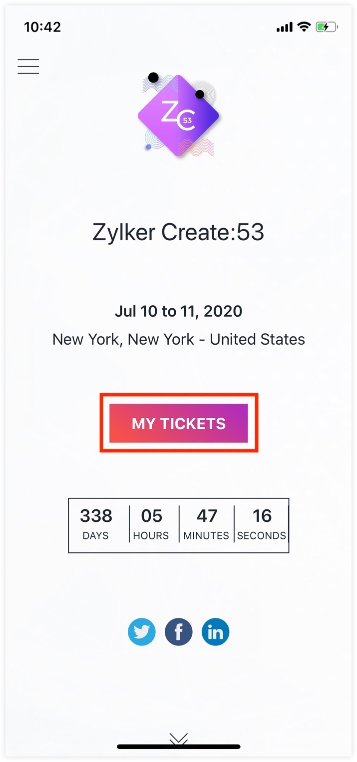 Viewing ticket details - Zoho Backstage for attendees