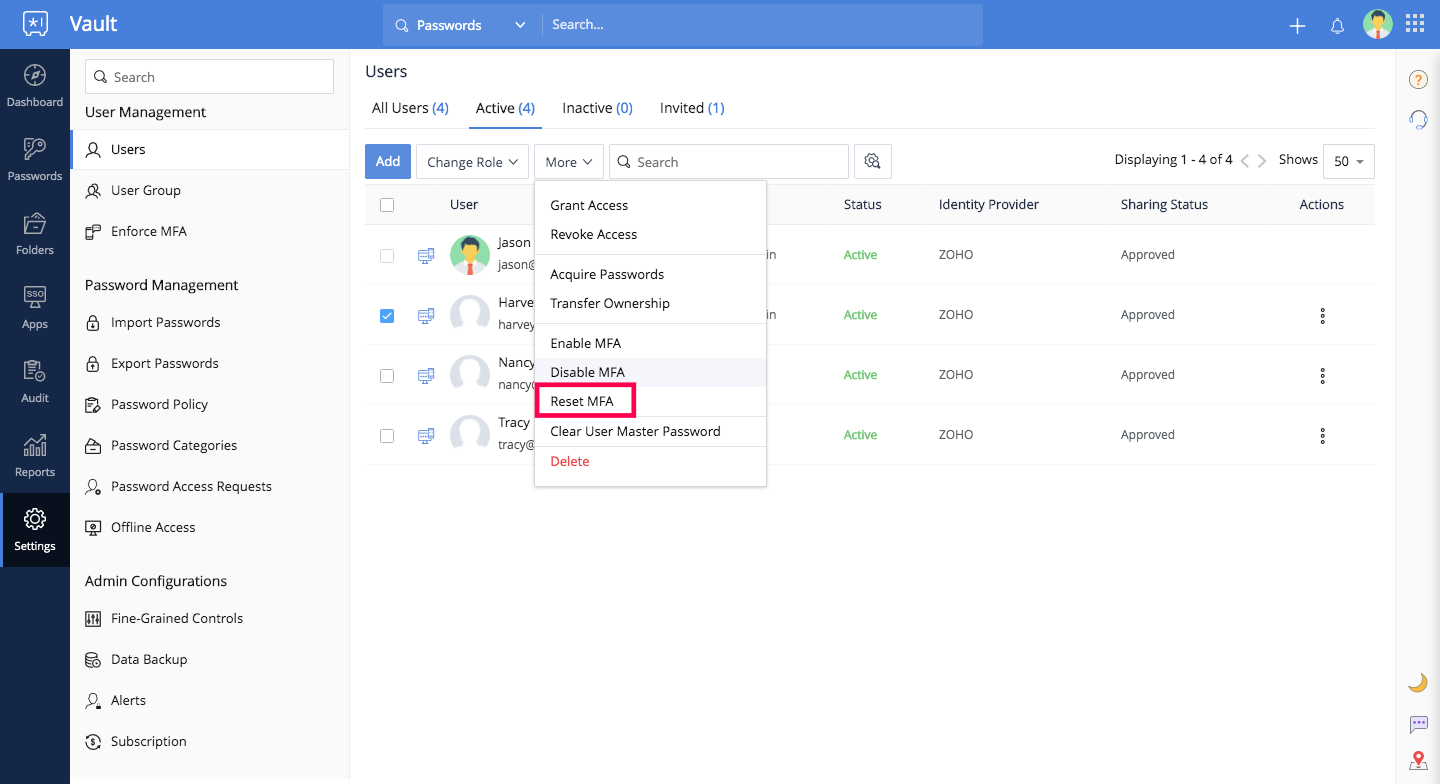 Enforce Multi Factor Authentication (MFA) | Zoho Vault