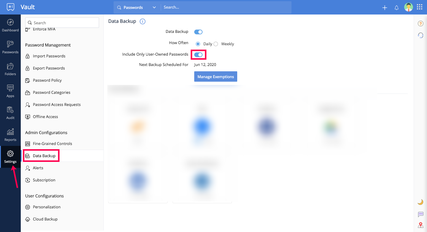 Configuring Data Backup | Zoho Vault