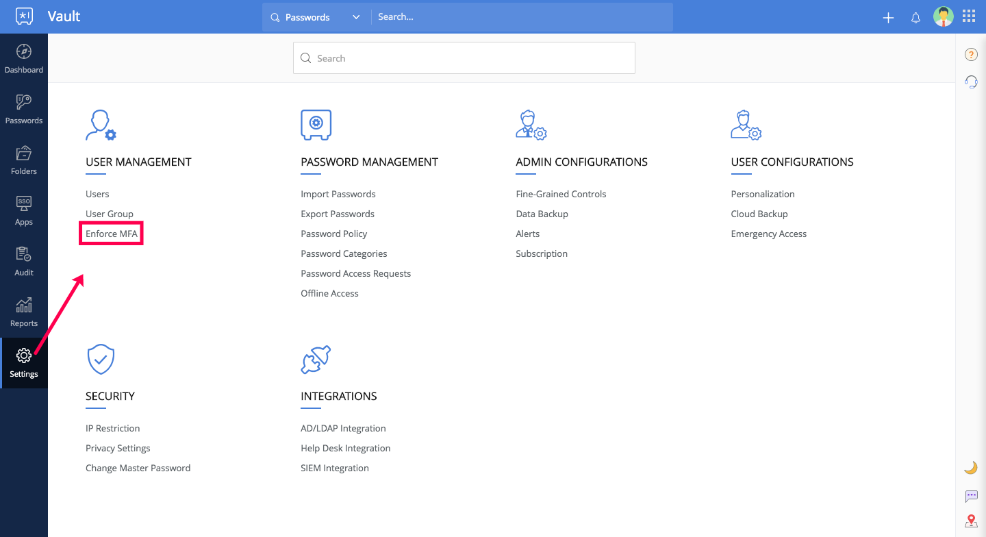 Enforce Multi Factor Authentication (MFA) | Zoho Vault