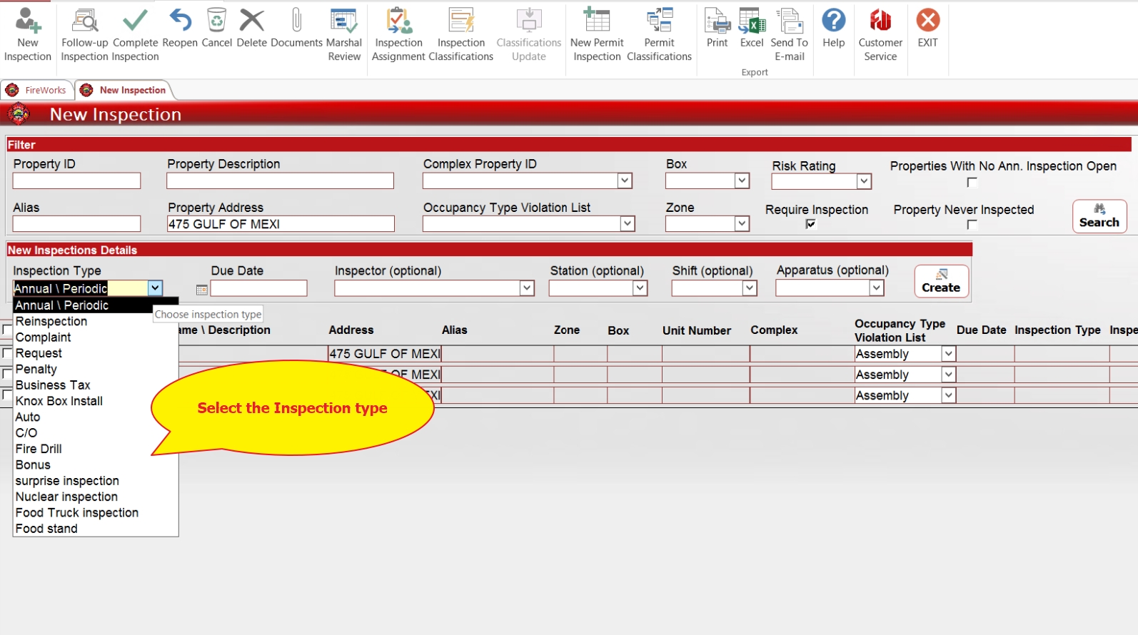 Creating new Inspections and assigning them