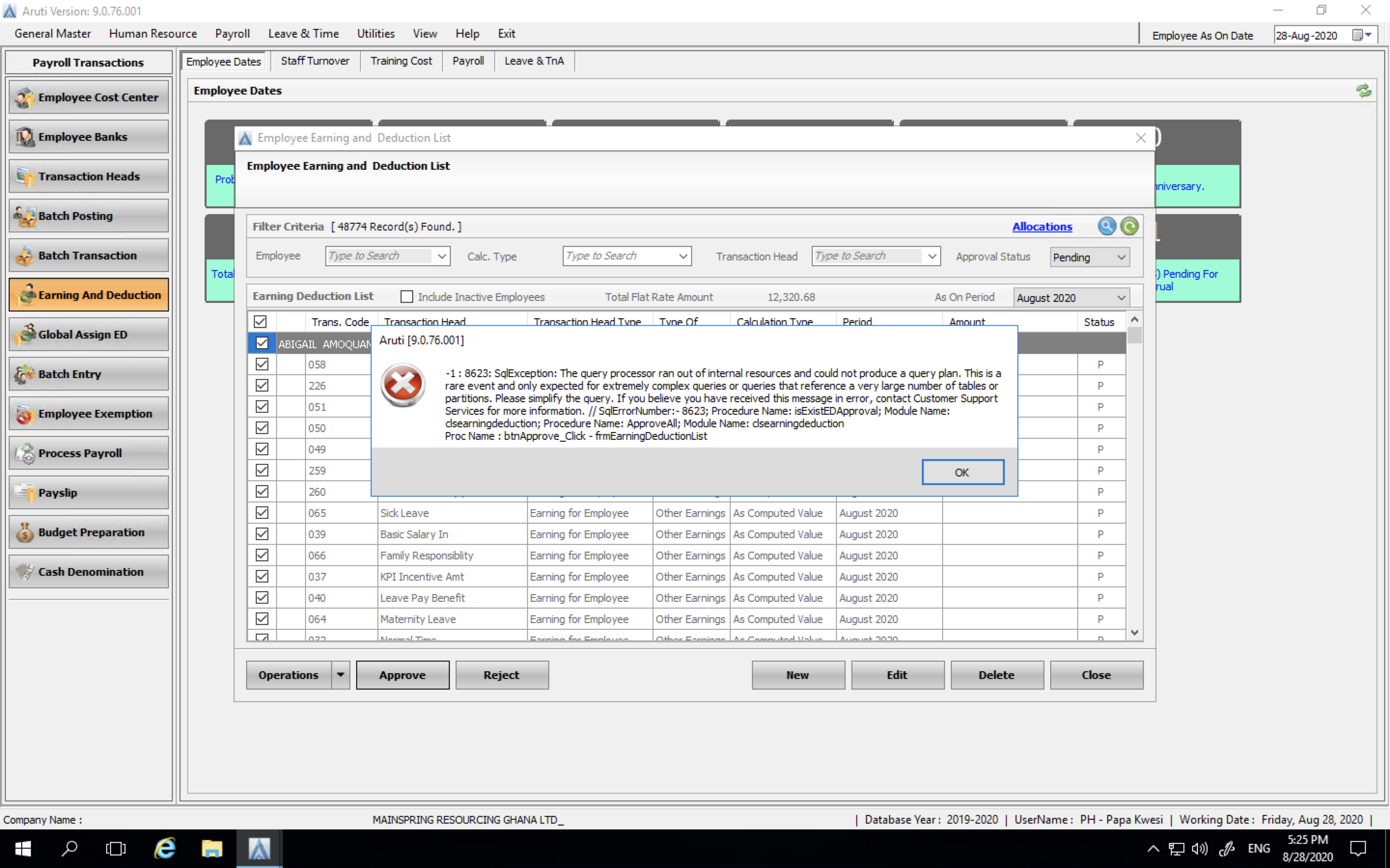 The Query Processor Run out of Internal Memory Resources and could not produce a query plan