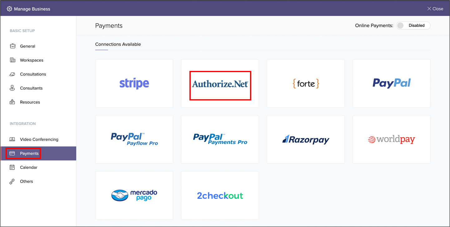 Authorize.Net Payments