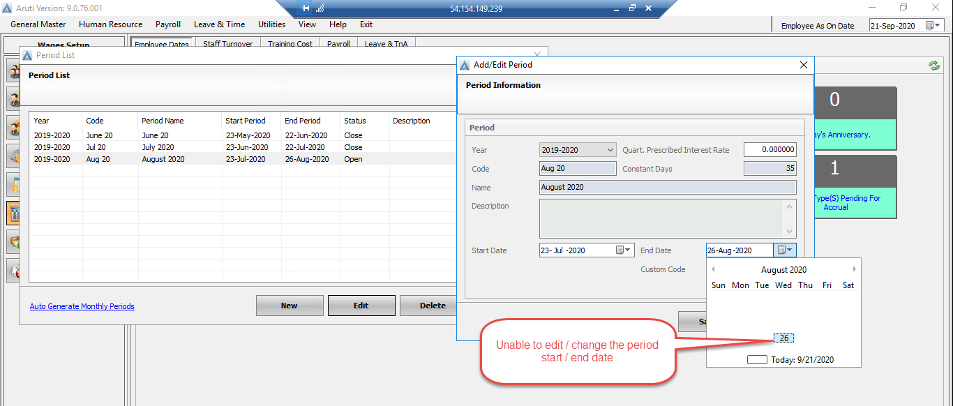 Unable to edit Open Pay period