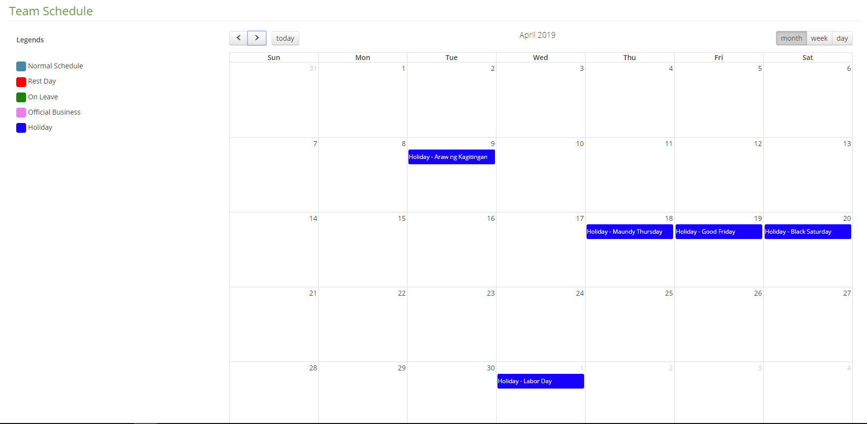 The Team Calendar – Sprout Solutions