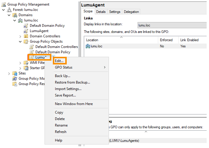 Using a GPO to deploy Lumu Agent