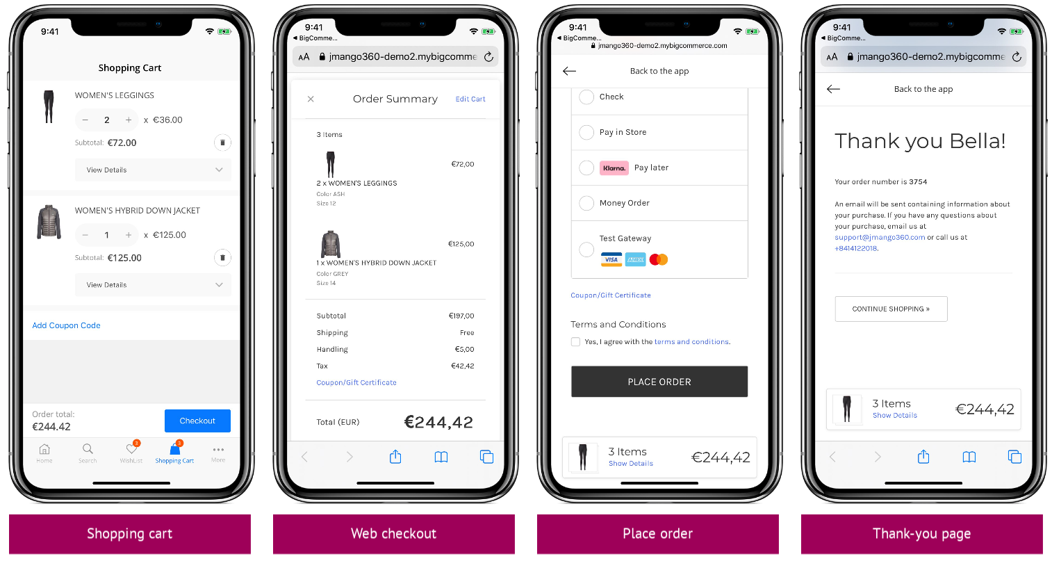 BigCommerce checkout: standard and web checkout
